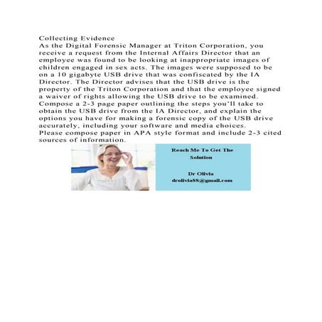 Collecting EvidenceAs the Digital Forensic Manager at Triton Corpo.docx ...