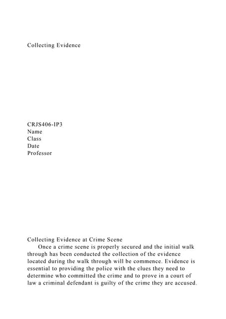 IMPORTANCE OF CRIME SCENE: COLLECTION & PRESERVATION OF EVIDENCE | PPT