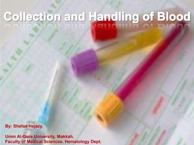 Blood collection tubes - Colour coding of vials, Order of draw | PPTX