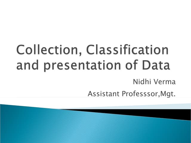 Collection Classification And Presentation Of Data Ppt Databases Computer Software And