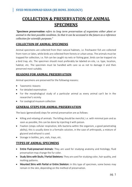 Methods to preserve specimens | PPT