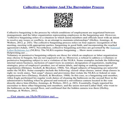 Collective Bargaining And The Bargaining Process | PDF