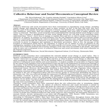 Collective behaviour and social movements a conceptual review | PDF