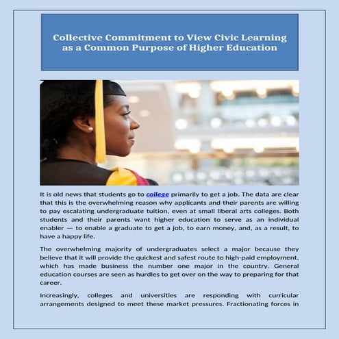 Collective Commitment to View Civic Learning as a Common Purpose of ...