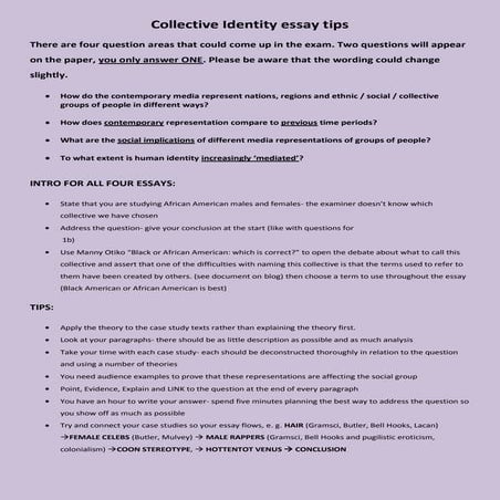 Collective identity essay tips | PDF