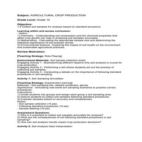 how collect soil sample agricultural crop production nc II | PDF | Free Download