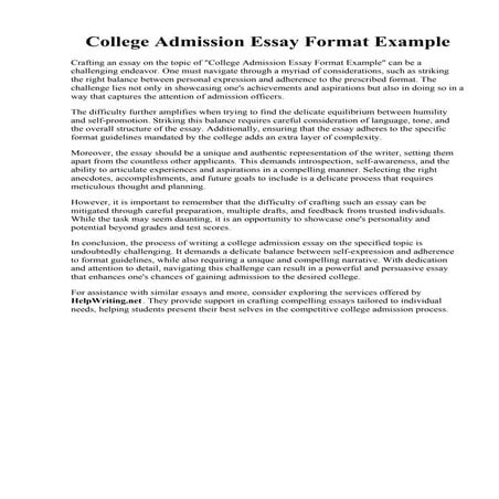 College Admission Essay Format Example | PDF | College Planning ...