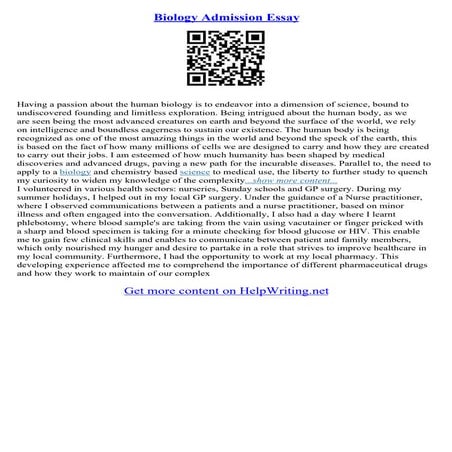 Admission Essay Example | PDF