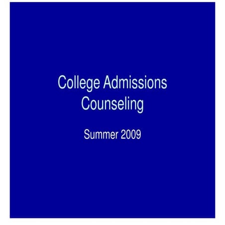 College Admissions Counseling | PPT