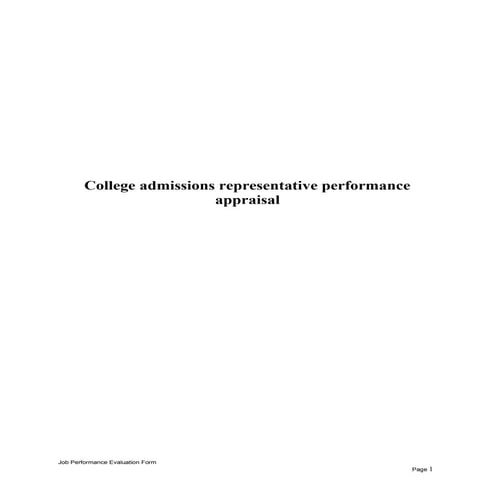 College admissions representative performance appraisal | DOC