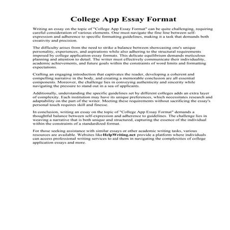 College App Essay Format | PDF