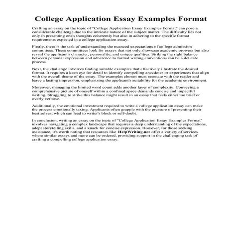 College Application Essay Examples Format | PDF