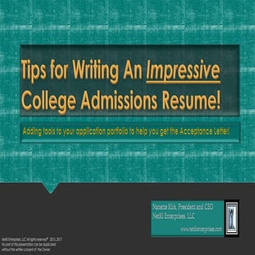 Tips for Writing an Impressive College Admissions Resume! | PDF