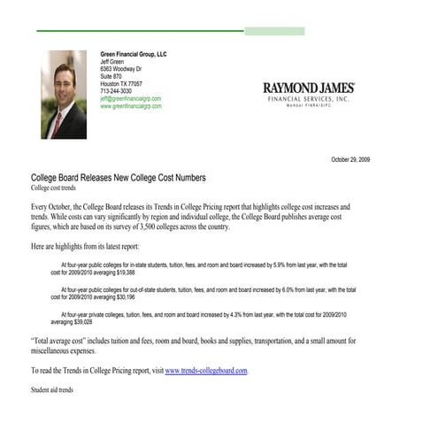 College Board Releases New College Cost Numbers | PDF
