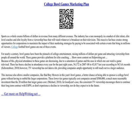 College Bowl Games Marketing Plan | PPT