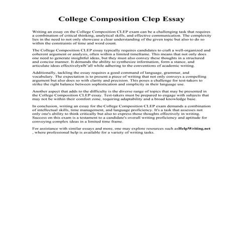 College Composition Clep Essay. University of Connecticut | PDF