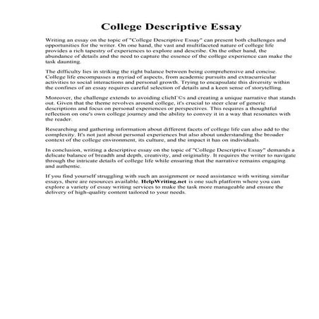 College Descriptive Essay | PDF