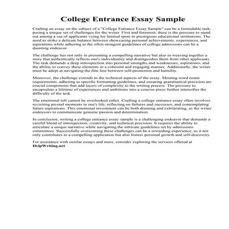 Sample Essays For Kids | PDF