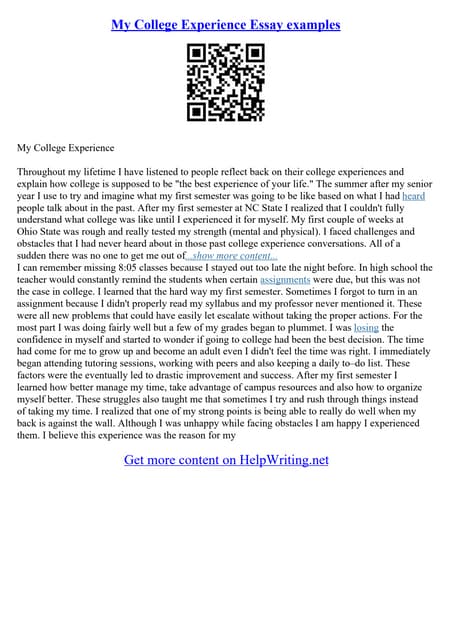 My Journey To College Essay | PDF