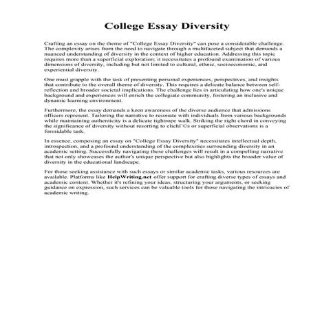 Diversity College Essay | PDF