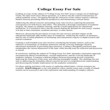 College Essay For Sale. FREE 7 College Essay Samples in MS Word PDF ...