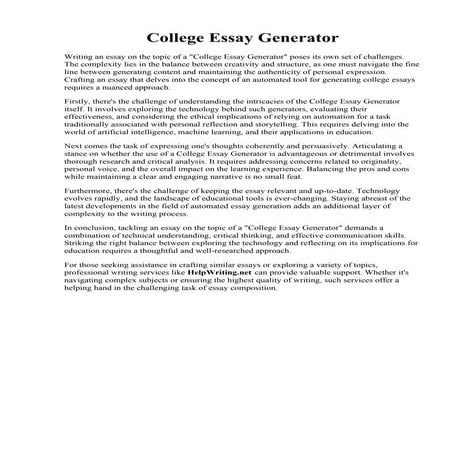 College Essay Generator | PDF