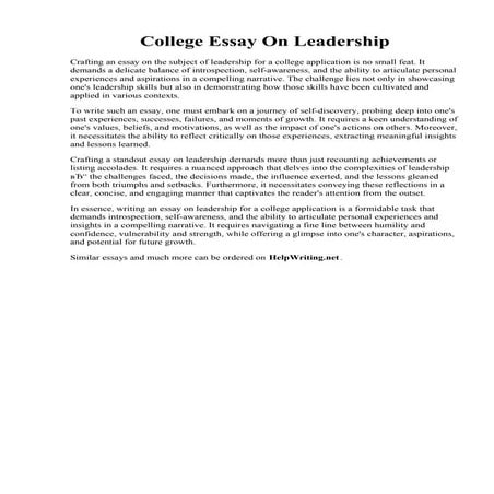 College Essay On Leadership | PDF