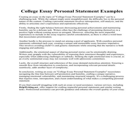 College Essay Personal Statement Examples | PDF | Air Travel | Travel Type