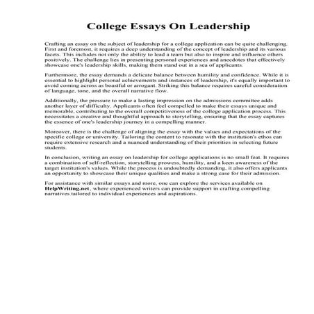College Essays On Leadership | PDF | College Planning | College Education