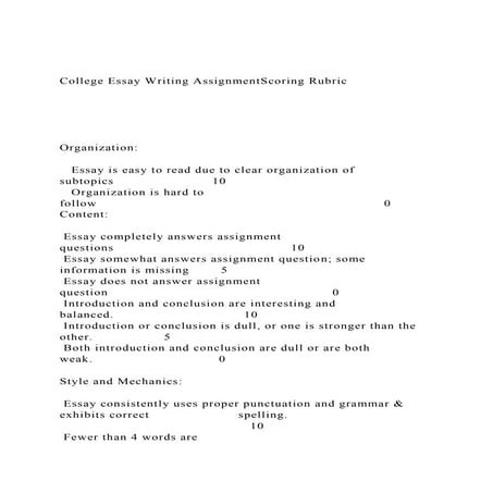 College Essay Writing AssignmentScoring RubricOrgani.docx