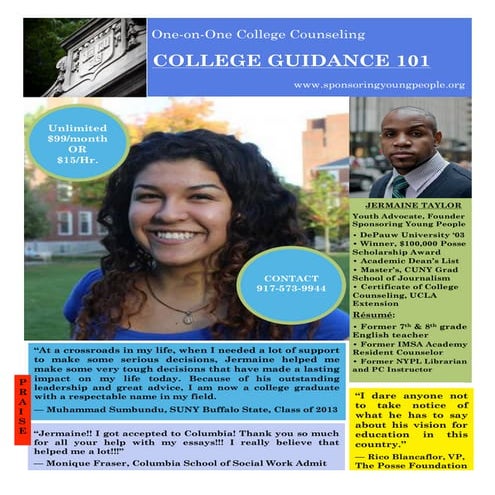 College Guidance 101: One-on-One College Counseling | PDF
