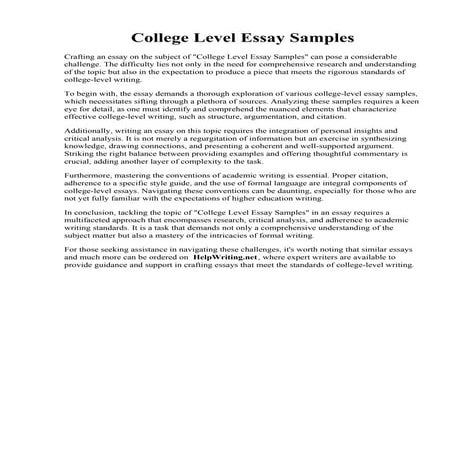 College Level Essay Samples | PDF