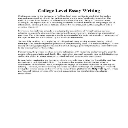 College Level Essay Writing | PDF