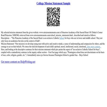 College Mission Statement Sample | PPT