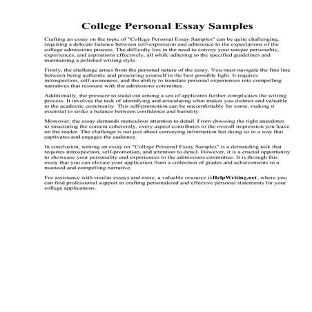 College Personal Essay Samples | PDF