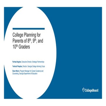 College Planning for Parents of 8th, 9th, and 10th Graders | PPT