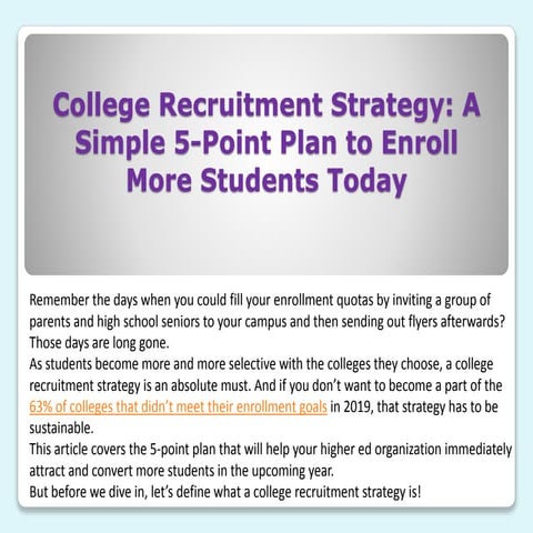How to create an international student recruitment plan | PDF