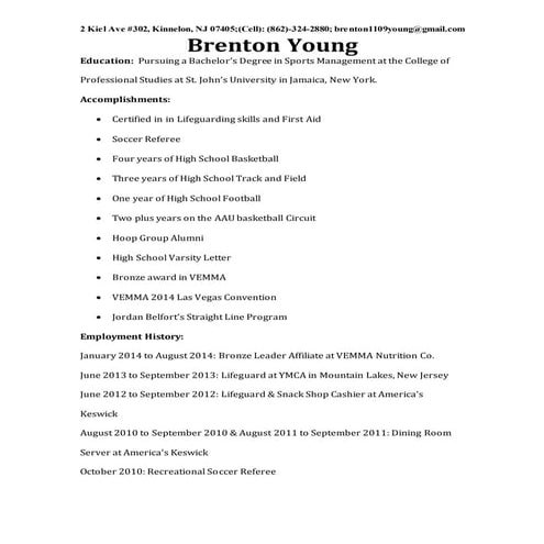 resume (college Freshman year) | DOCX