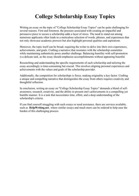 Nursing Scholarship Essay Examples. Cairn University | PDF