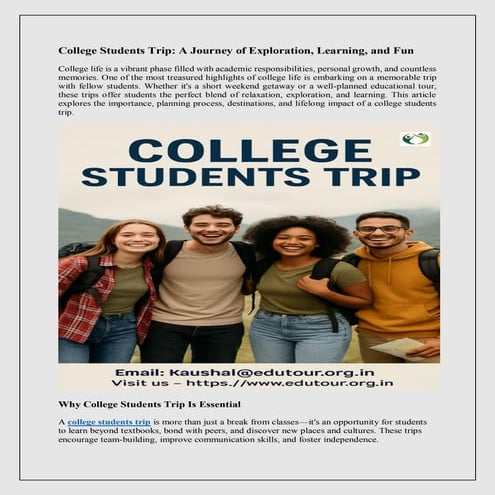 ltimate Guide to Planning a College Students Trip: Tips & Tricks | PDF
