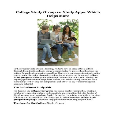 College Study Group vs Study Apps Which Helps More | PDF