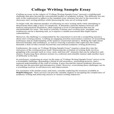 College Writing Sample Essay | PDF