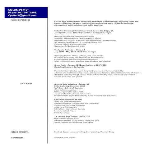 Collin Pettet: Resume | PDF