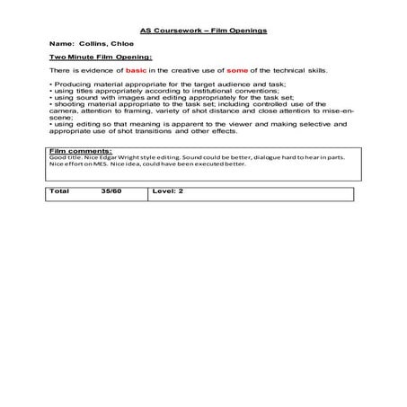 Collins, chloe cw feedback | PDF