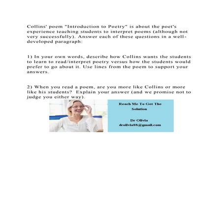 Collins poem Introduction to Poetry is about the poets experienc.docx