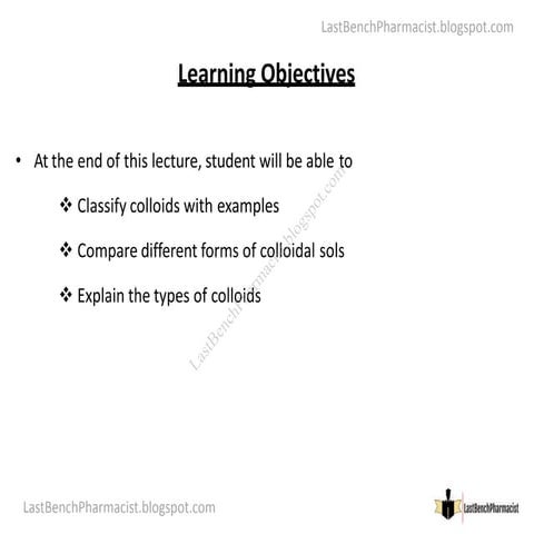 Colloids: A Comprehensive Overview -Lecture 1 | PPT