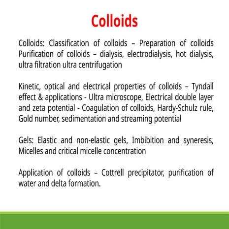 Colloids, classification, properties and applications | PPTX