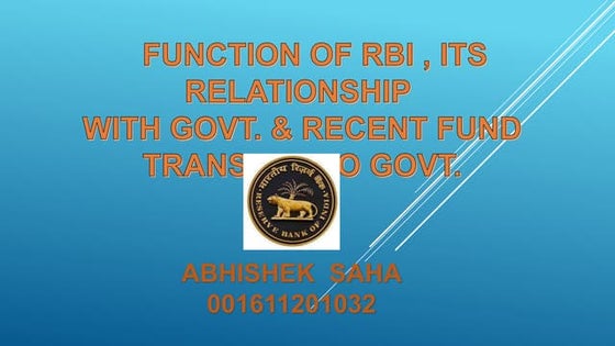Presentation on RBI and its functions , advantage and disadvantage ...