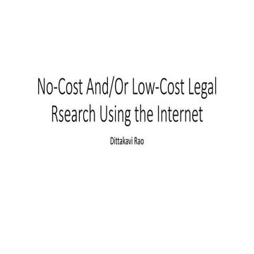 No-Cost Internet Legal Research | PPT