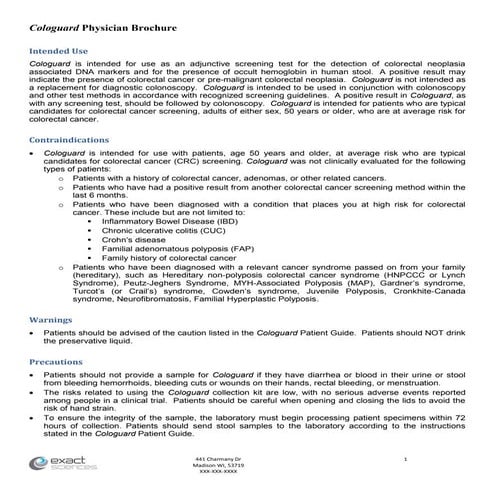 Cologuard (colorectal cancer test) physician labeling_fda | PDF